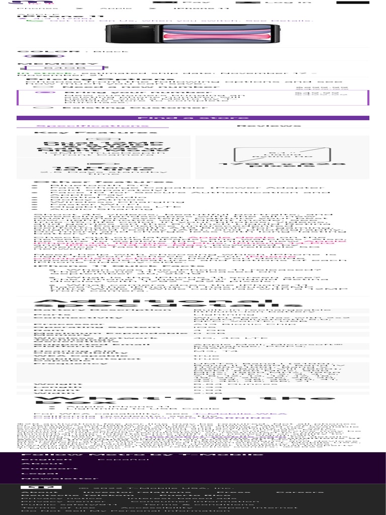 Apple Iphone 11 1 Color in 64GB Metro by T-Mobile | PDF | I Phone | Consumer Electronics