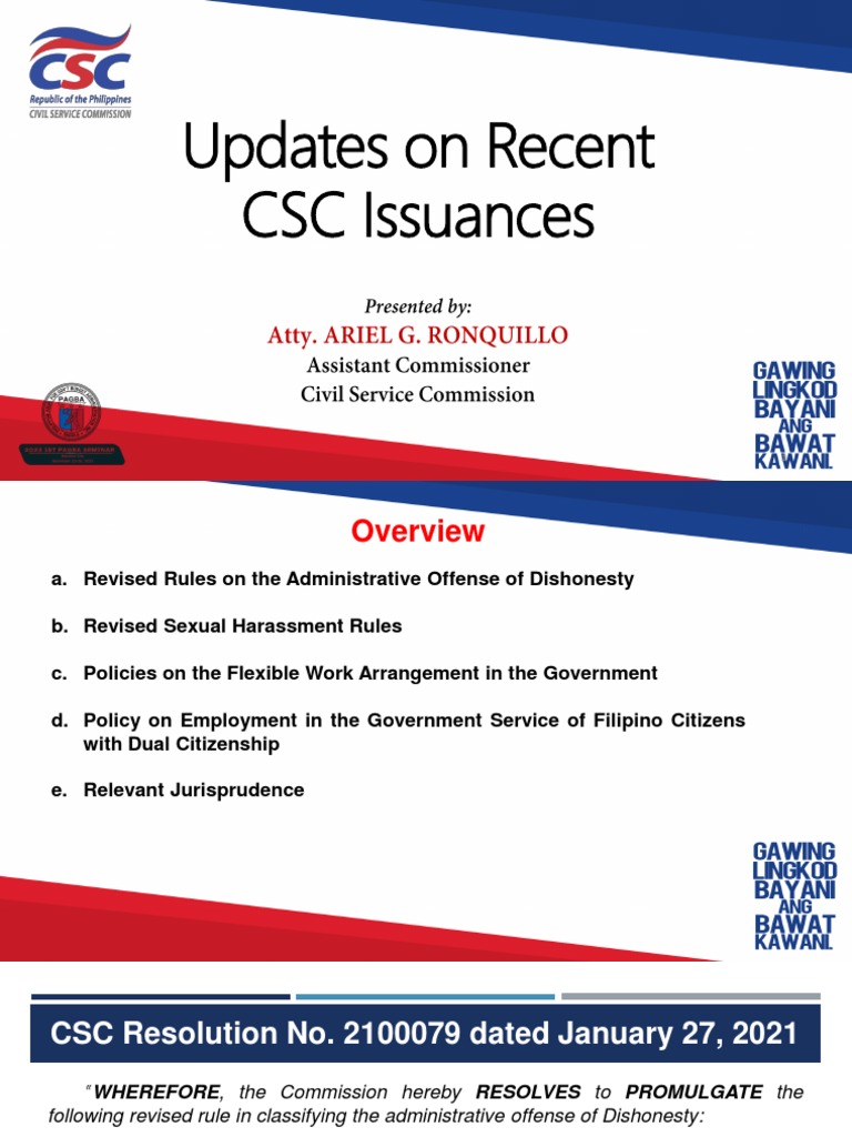 Recent CSC Issuances Overview | PDF | Prejudice (Legal Term) | Appeal