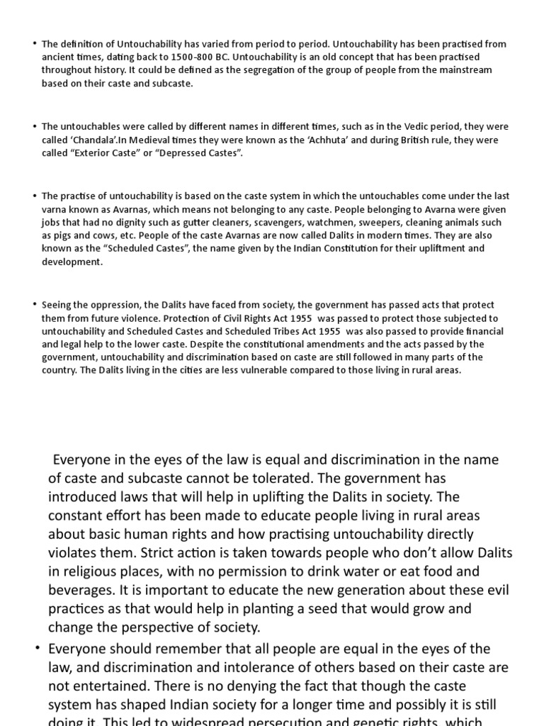 Untouchability: A Persistent Social Evil | PDF | Dalit | Caste