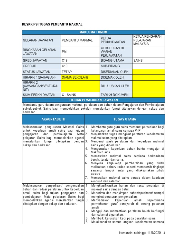JD Pembantu Makmal C19 | PDF