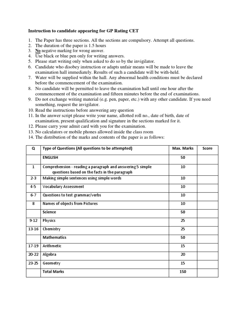 CET Sample Paper | PDF | Test (Assessment) | Metals