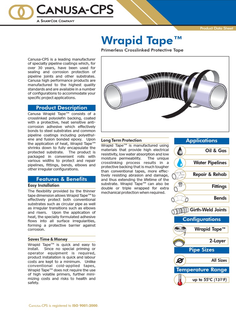 Coating Joint - Canusa Wrapid Tap | PDF | Pipe (Fluid Conveyance ...