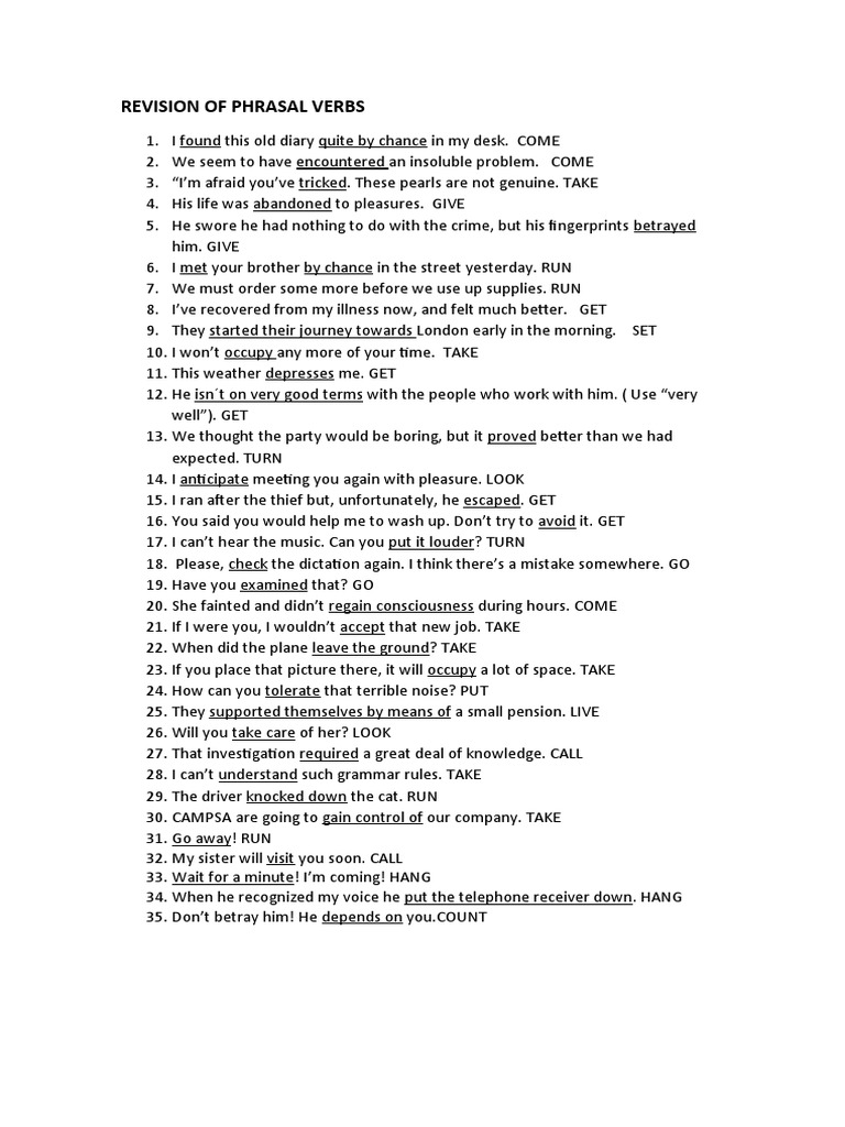 REVISION OF PHRASAL VERBS Sara Blázquez | PDF