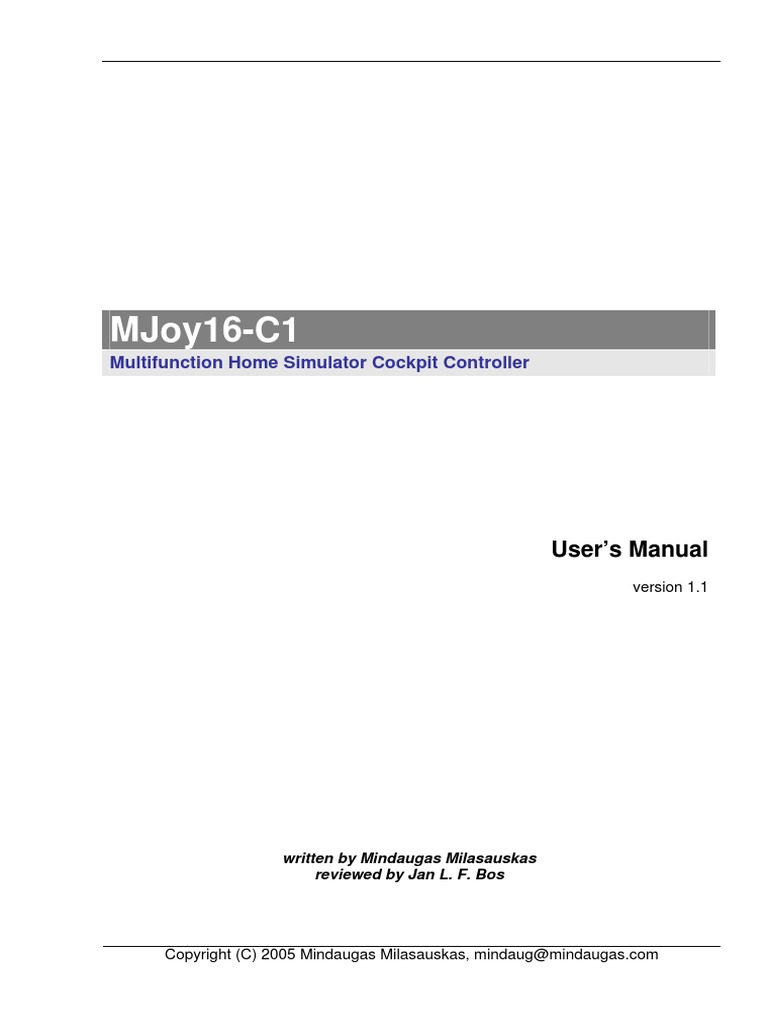 MJoy16-C1 Users Manual v1 | PDF | Electrical Connector | Switch