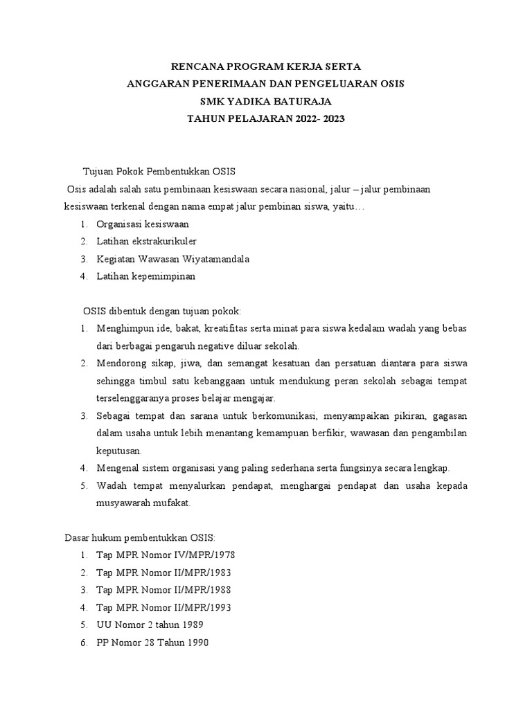 Proker Osis. TP 2022-2023 | PDF