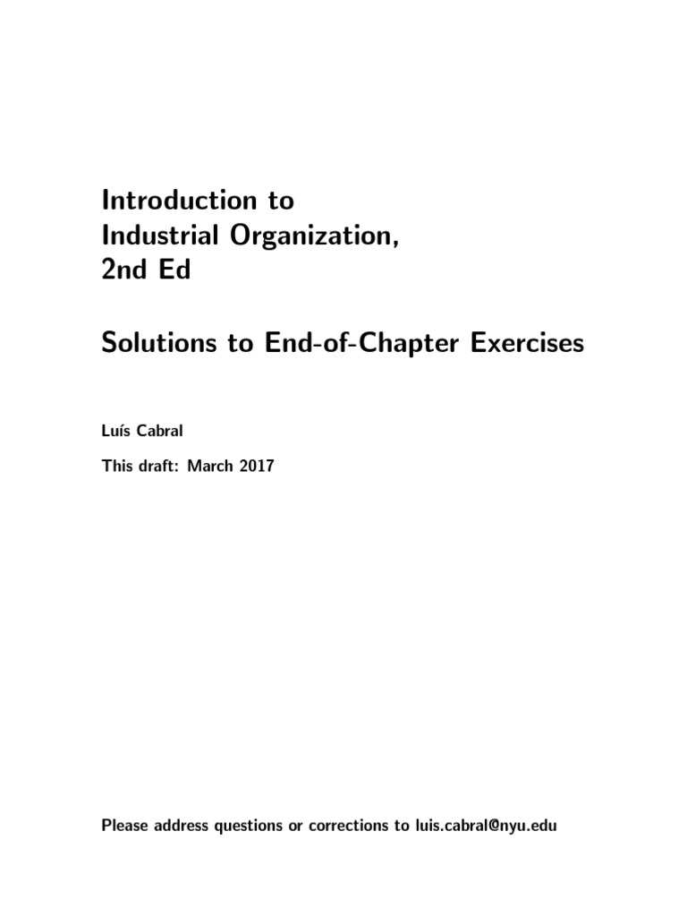 Industrial Organization Solution Book End of Chapter PDF | PDF