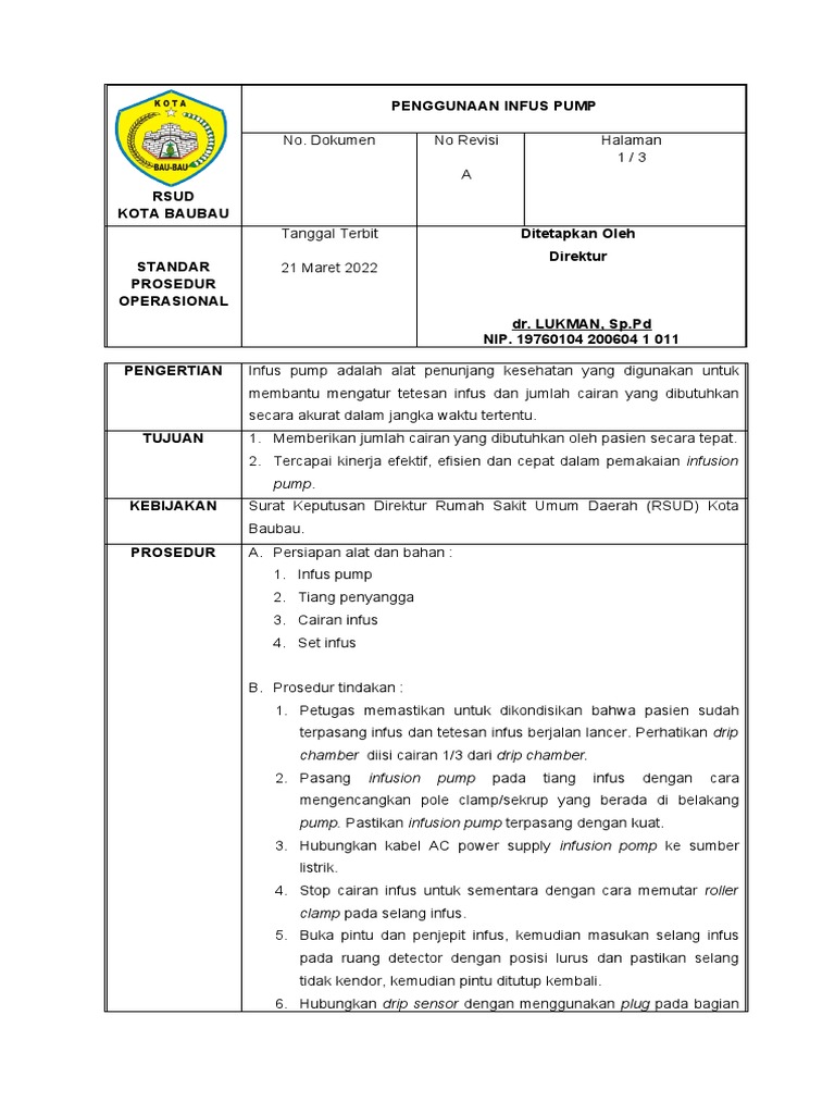 Panduan Penggunaan Infus Pump | PDF
