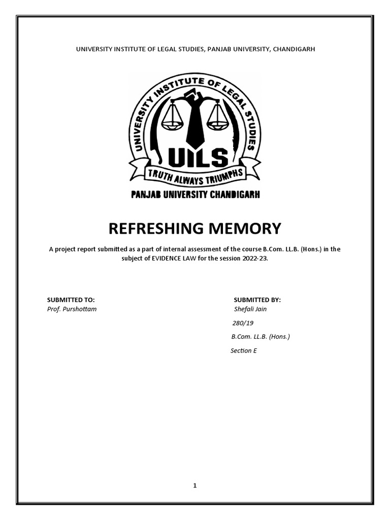 Refreshing Memory Evidence Project 280 | PDF | Witness | Testimony