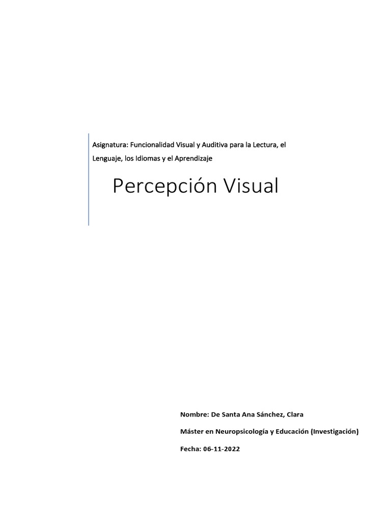 Actividad de Percepción Visual | Descargar gratis PDF | Percepción | Aprendizaje