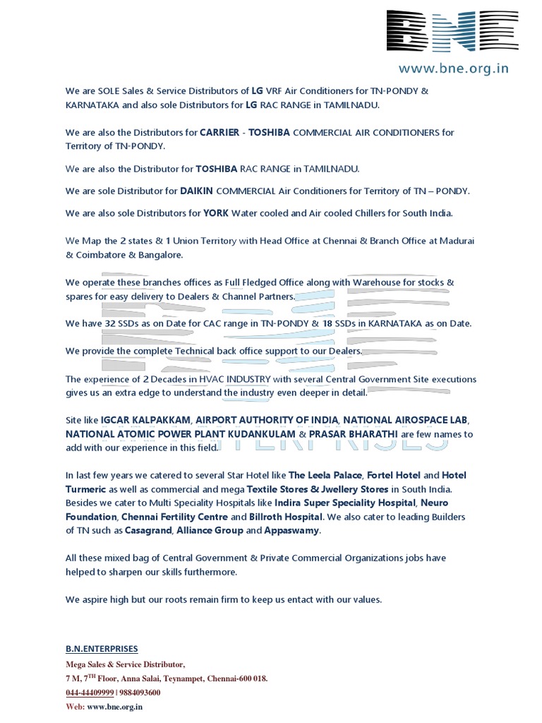 BNE - Company Profile | PDF