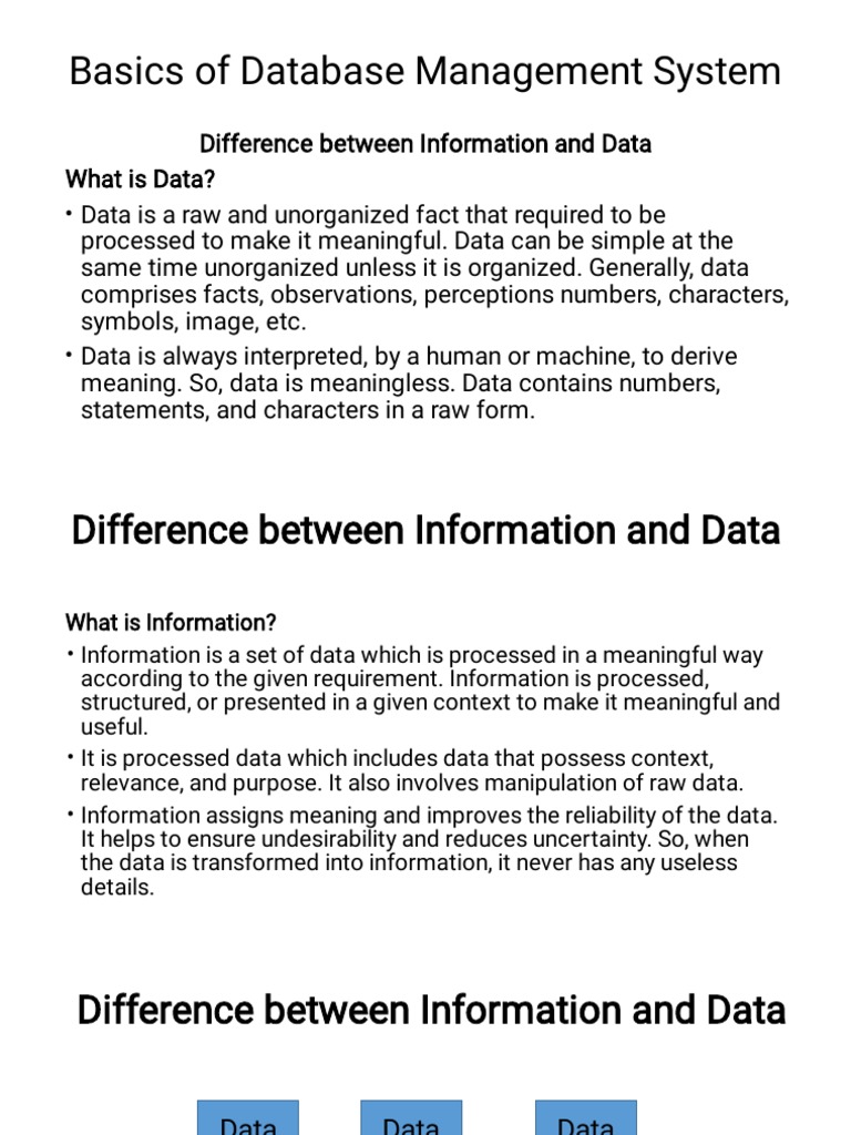 Basics of Database Management System | PDF