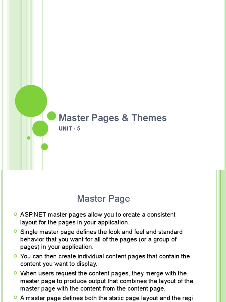 Unit 5 - Master Pages & Themes1 | PDF | World Wide Web | Internet & Web