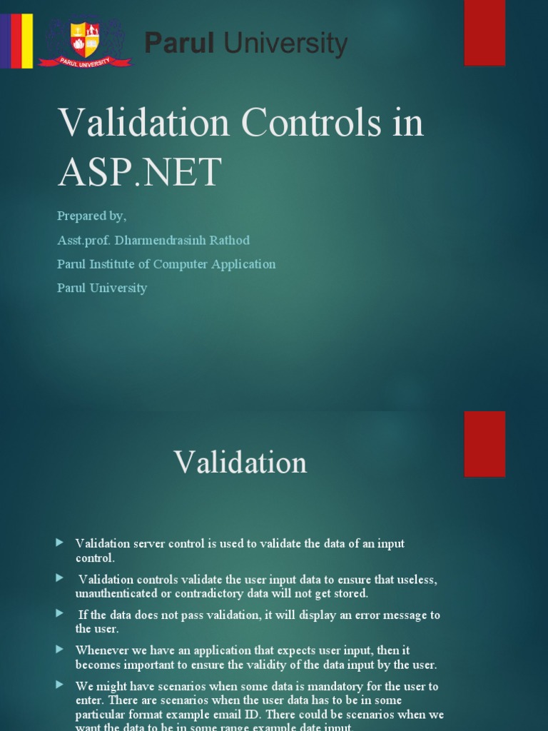 Unit 2 - Validation Controls | PDF