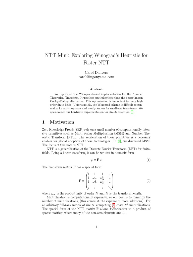 Winograd Fft Pdf Matrix Mathematics Discrete Fourier Transform 