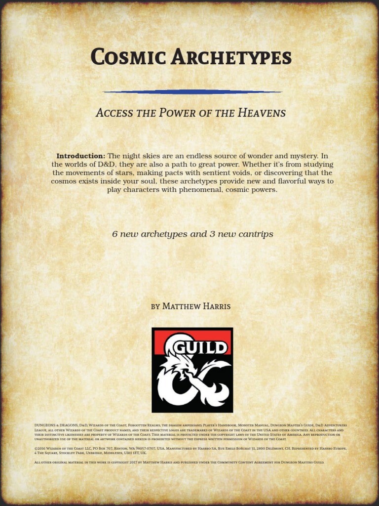 Cosmic_Archetypes | PDF | Wizards Of The Coast | Dungeons & Dragons