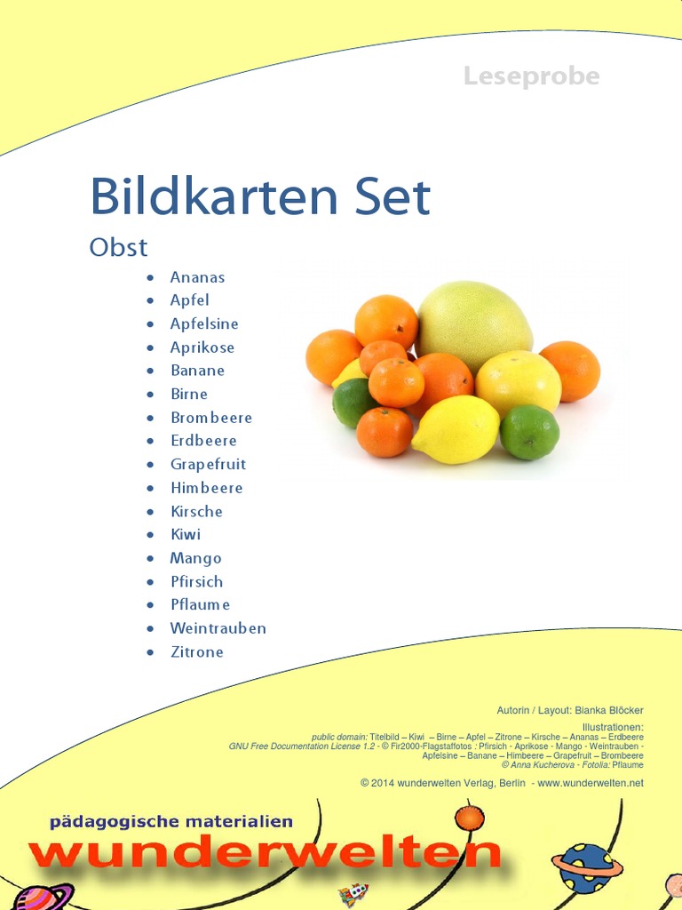DaZ Material Bildkarten Obst | PDF