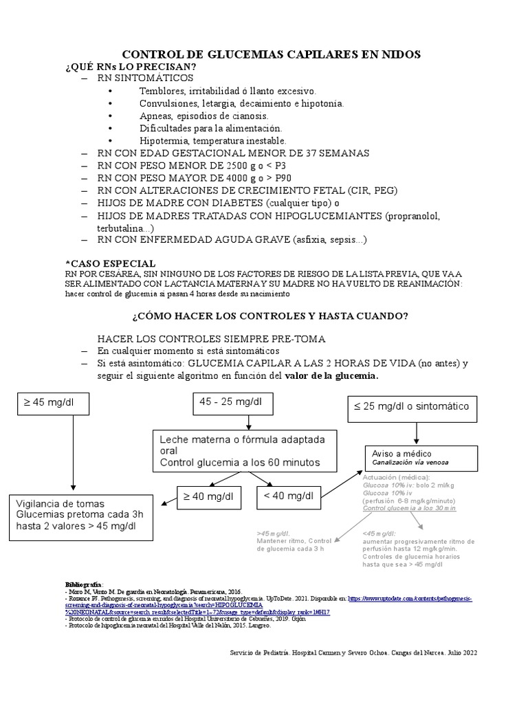 Control Glucémico en Neonatos: Indicaciones | PDF | Medicina | Salud pública