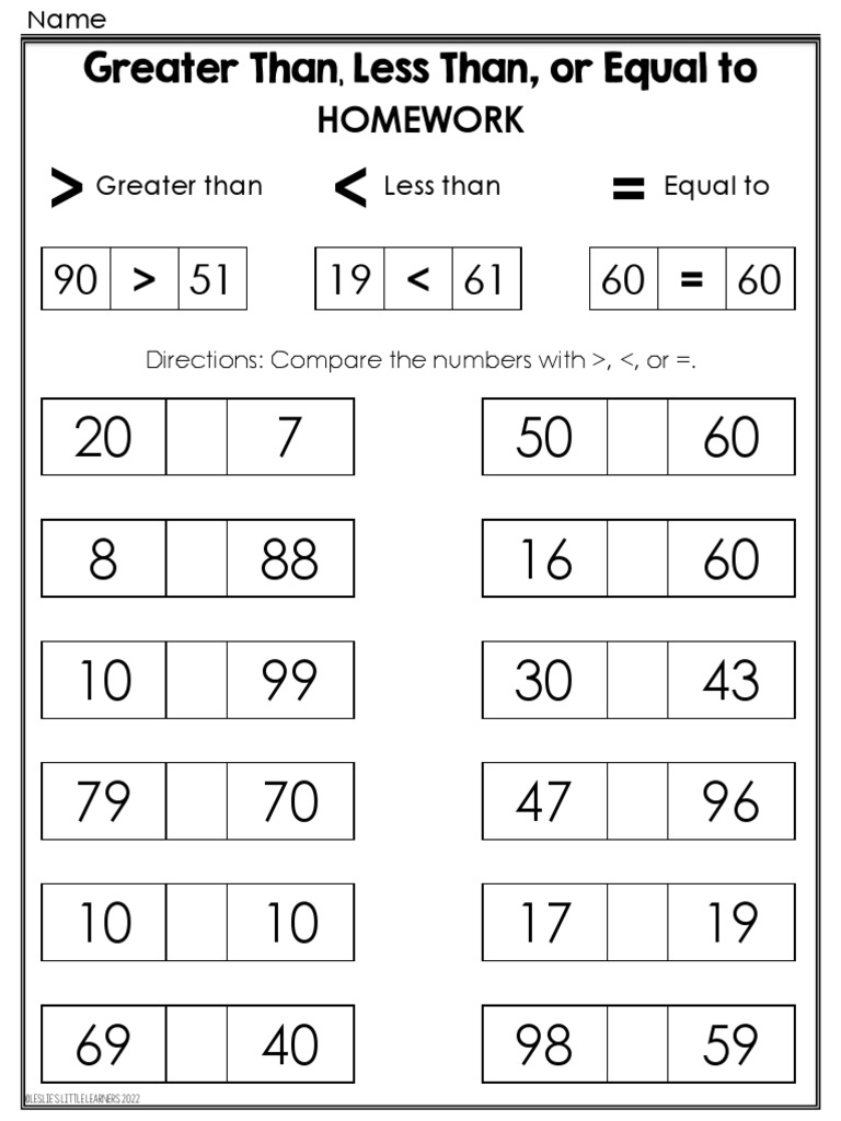 Comparing Numbers | PDF