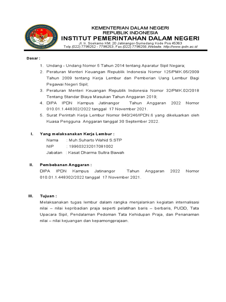 Contoh Laporan Kegiatan Lembur OKT | PDF