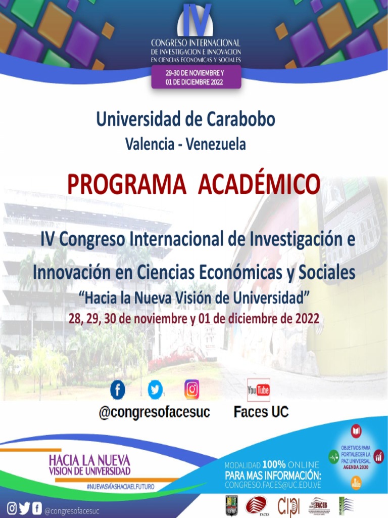 PROGRAMA ACADÉMICO IV CONGRESO INTERNACIONAL FACES-UC | PDF | Venezuela | Business