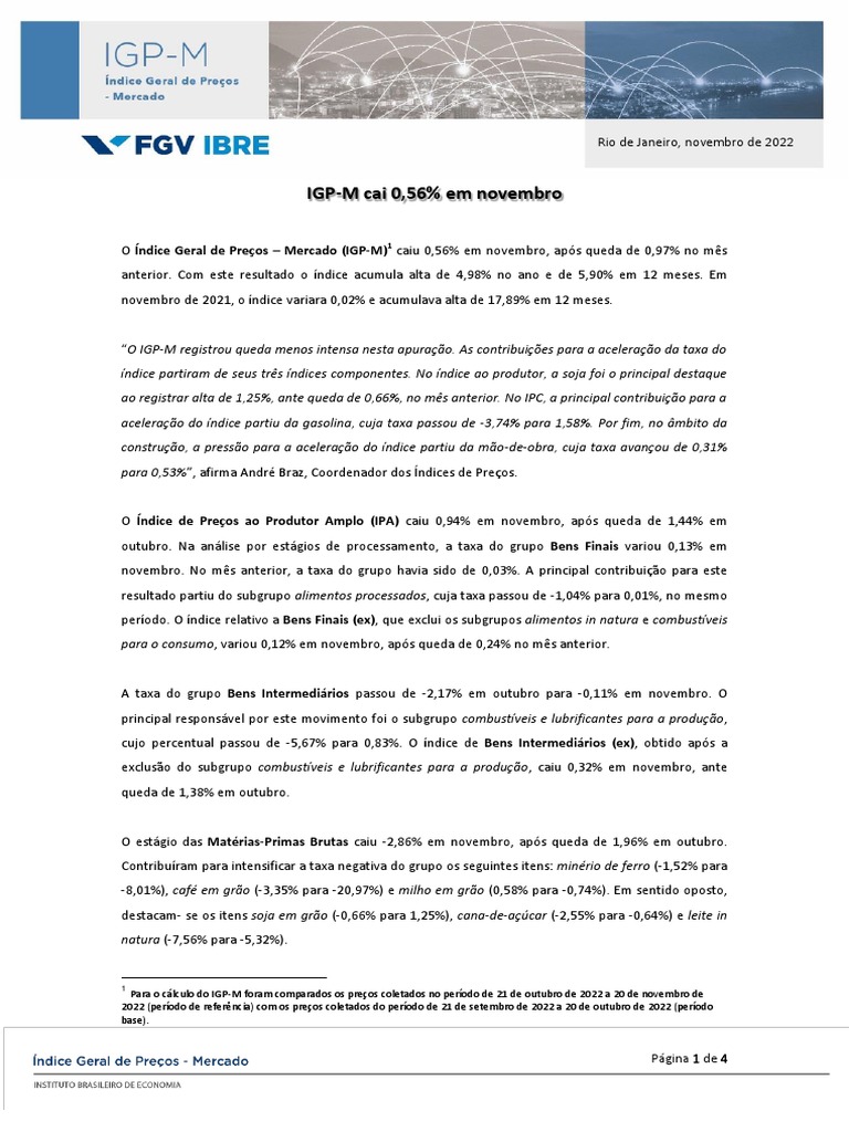 IGPM | PDF | Materiais | Agricultura