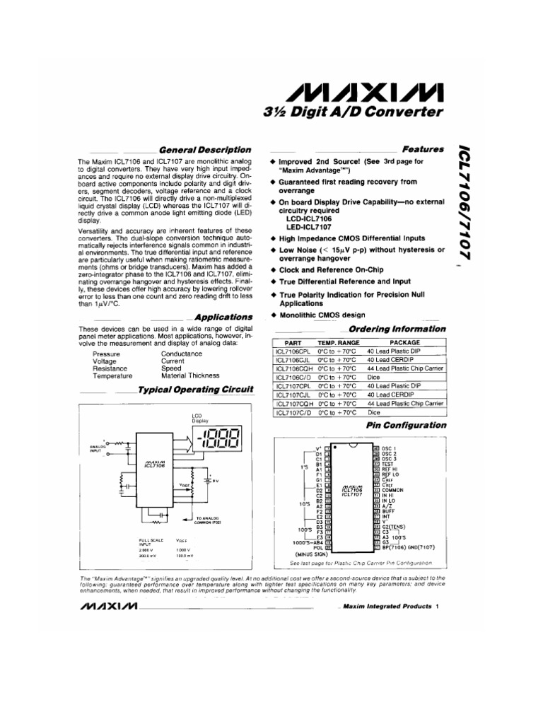 Icl 7107 | PDF