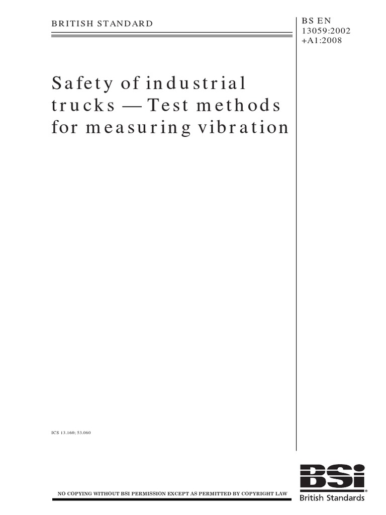BS EN 13059 - Measuring Vibration | PDF | Truck | Tire