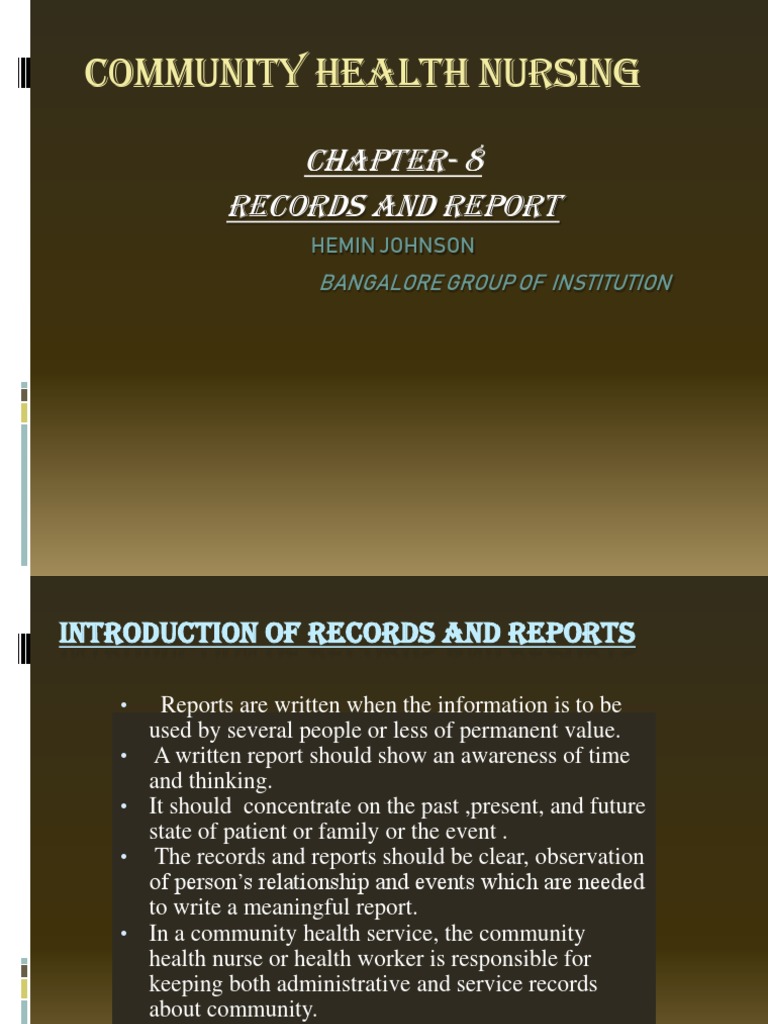 CHN Records and Reports 1 | PDF