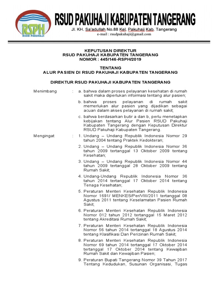 SK Alur Pasien Rsud (Oke) | PDF | Sains & Matematika