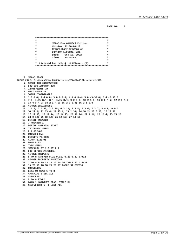 Staad Pro Report | PDF | Mechanical Engineering | Applied And Interdisciplinary Physics