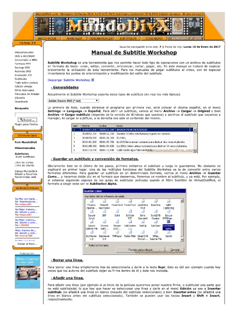 Manual de Subtitle Workshop | PDF