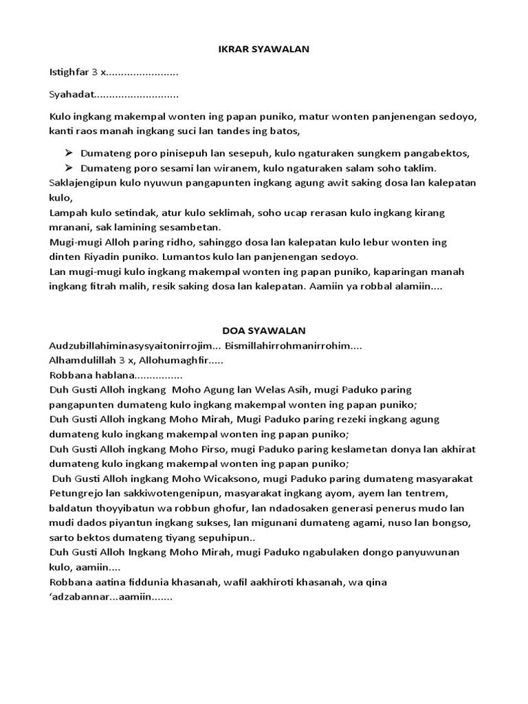 Ikrar Syawalan | PDF