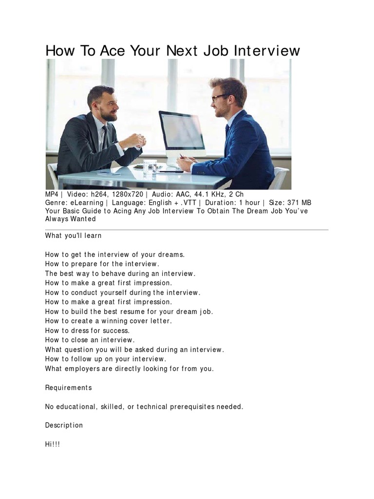 How To Ace Your Next Job Interview | PDF