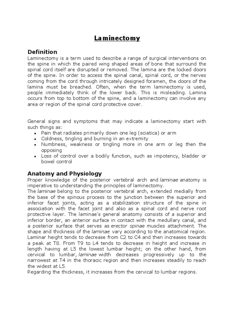 Laminectomy 1 | PDF
