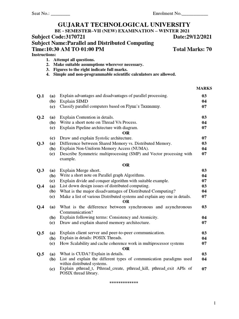 Gujarat Technological University | PDF | Parallel Computing | Distributed Computing