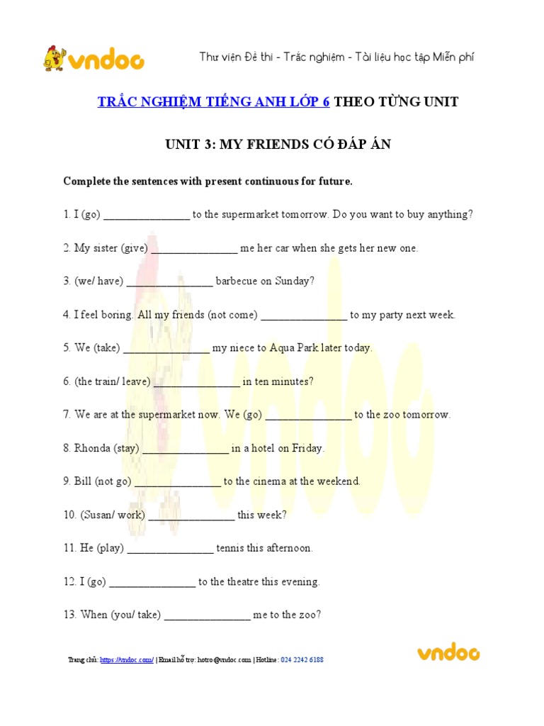 Bai Tap Tu Luan Tieng Anh Lop 6 Chuong Trinh Moi Unit 3 My Friends | PDF | Foreign Language Studies