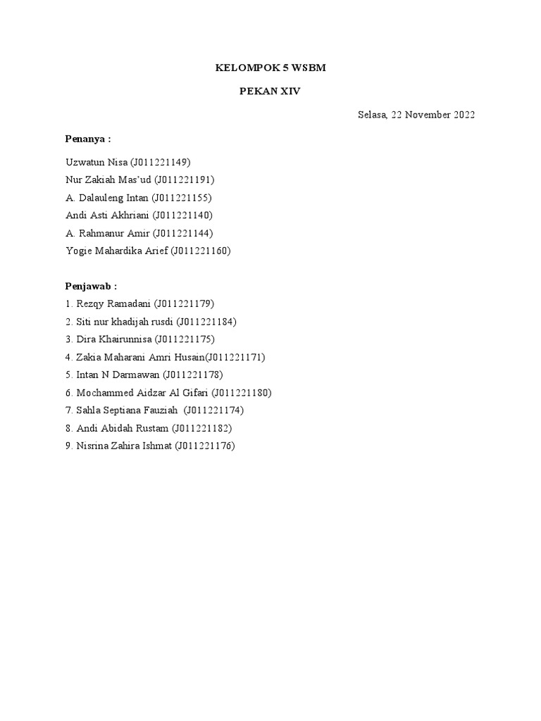Kelompok 5 WSBM | PDF