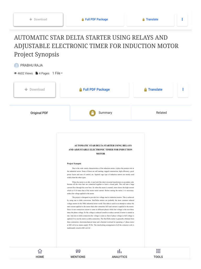 Automatic Star Delta Starter Using Relays and Adjustable El | PDF ...