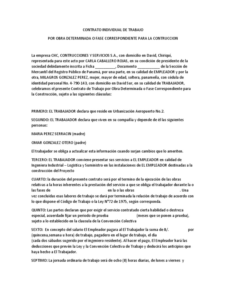 Contrato Por Obra Determinada | PDF | Economias | Business