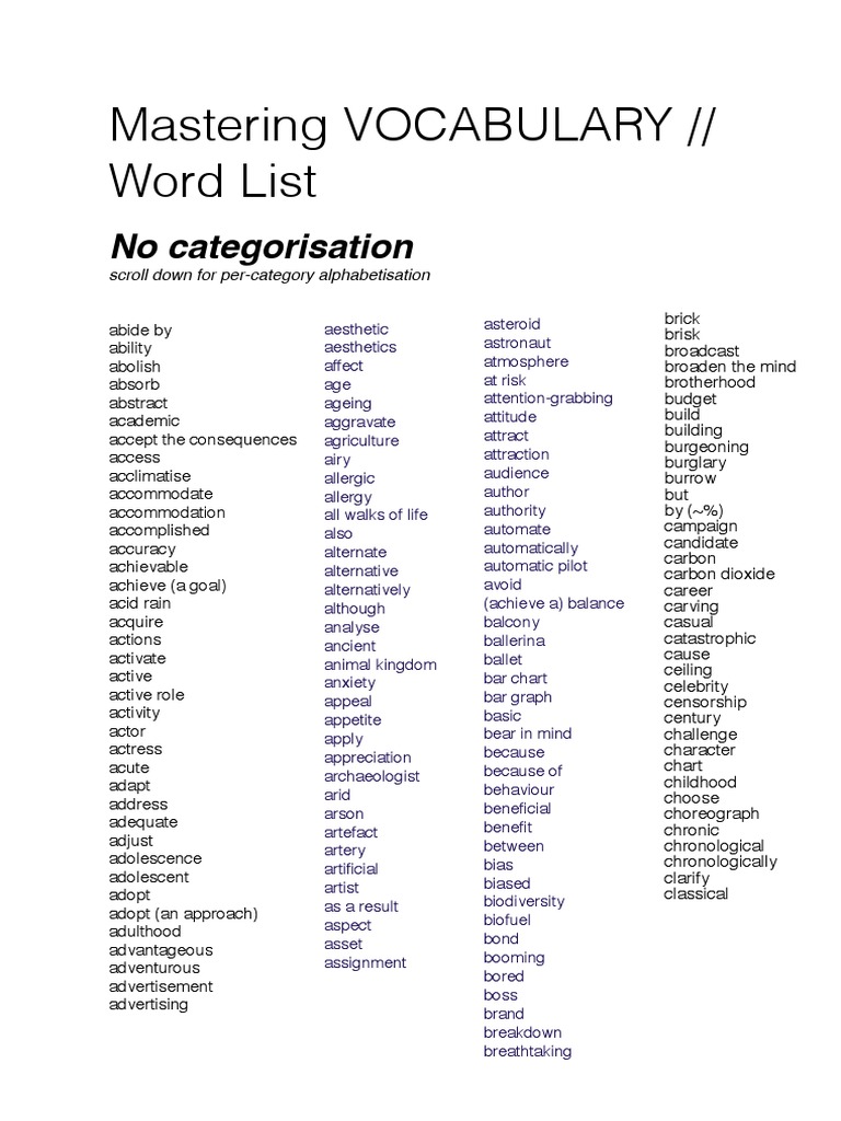 1 2 Word List - IELTS Step by Step Mastering Vocabulary Course | PDF