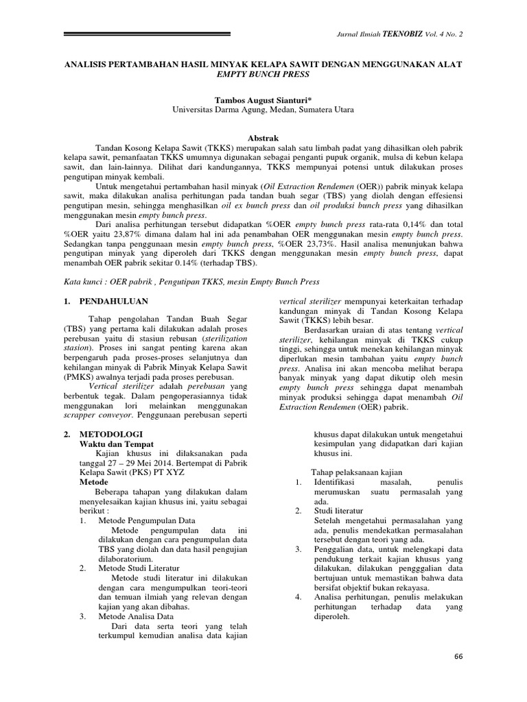 Analisis OER dengan Empty Bunch Press | PDF
