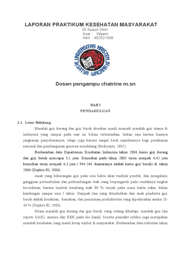 Laporan Praktikum Kesehatan Masyarakat Asai Wasini | PDF