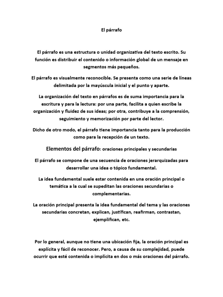 Estructura y Tipos de Párrafos | PDF | Oración (Lingüística) | Párrafo