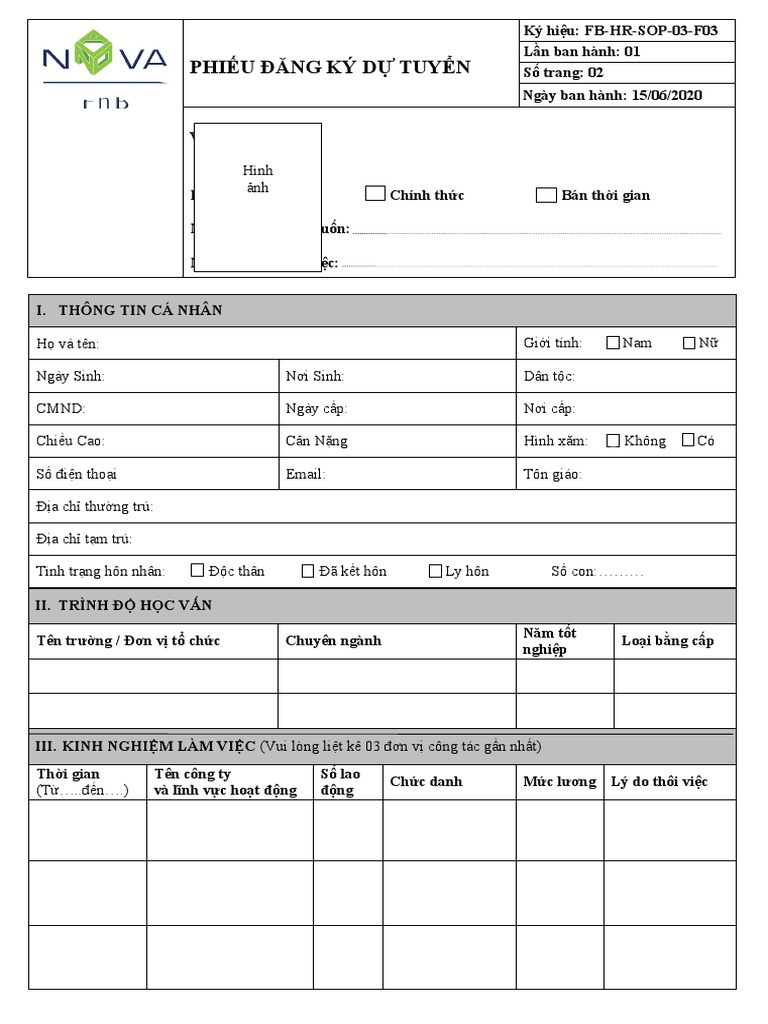 Phieu Dang Ky Du Tuyen Pdf