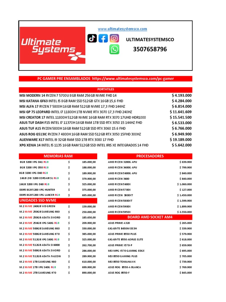 Listado Precios Mayo Ultimate Systems | PDF | HDMI | Eletrônicos