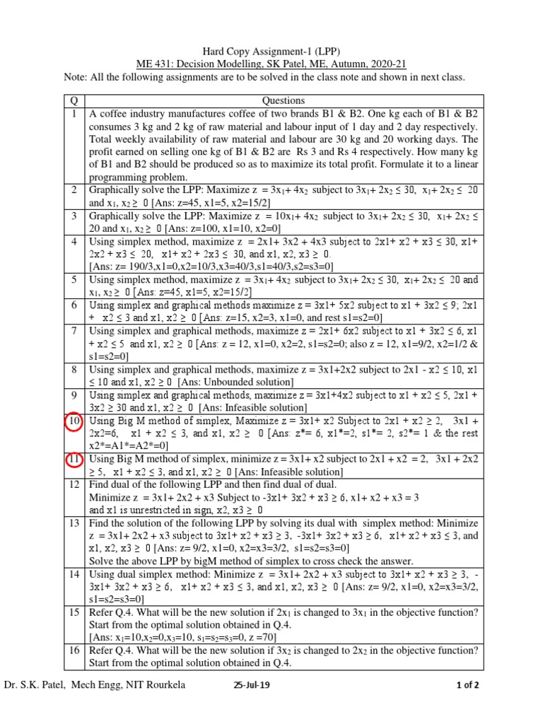 Hca 1 LPP | PDF | Mathematical Optimization | Computer Programming