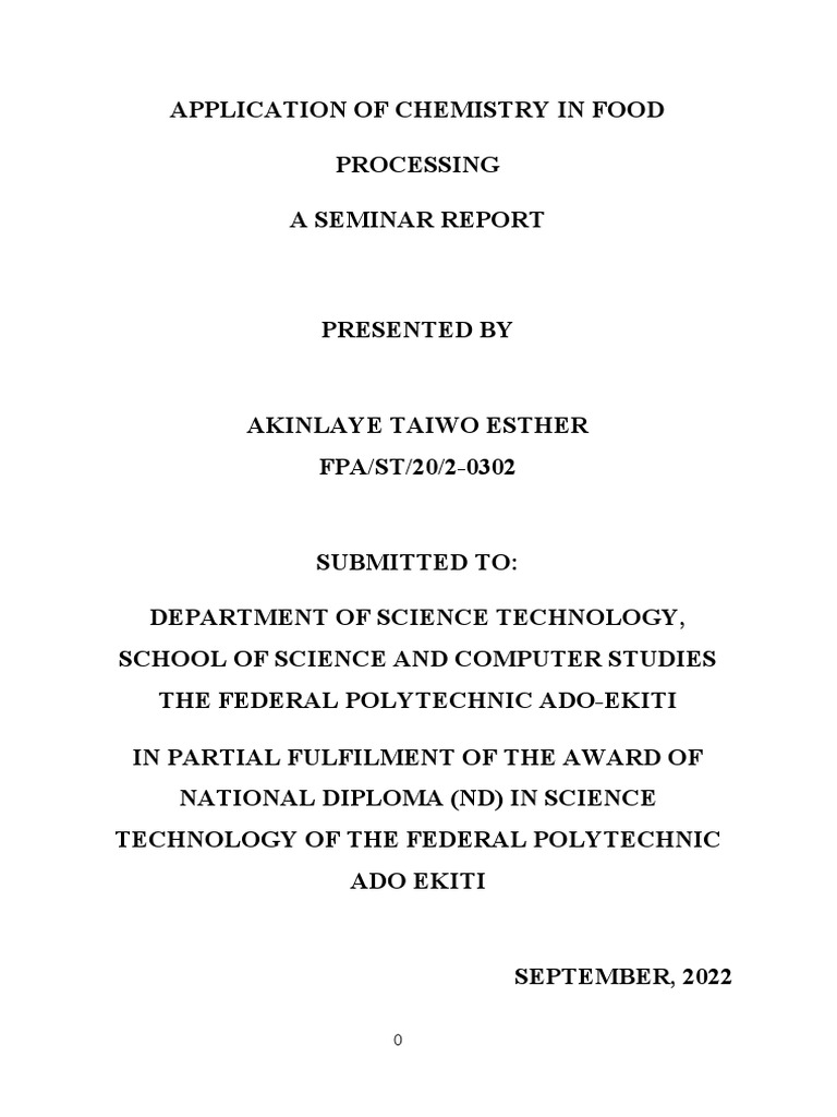 Application of Chemistry in Food Processing | PDF | Food Preservation ...