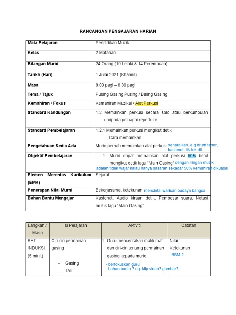 RPH 2 - Permainan Alat Perkusi | PDF