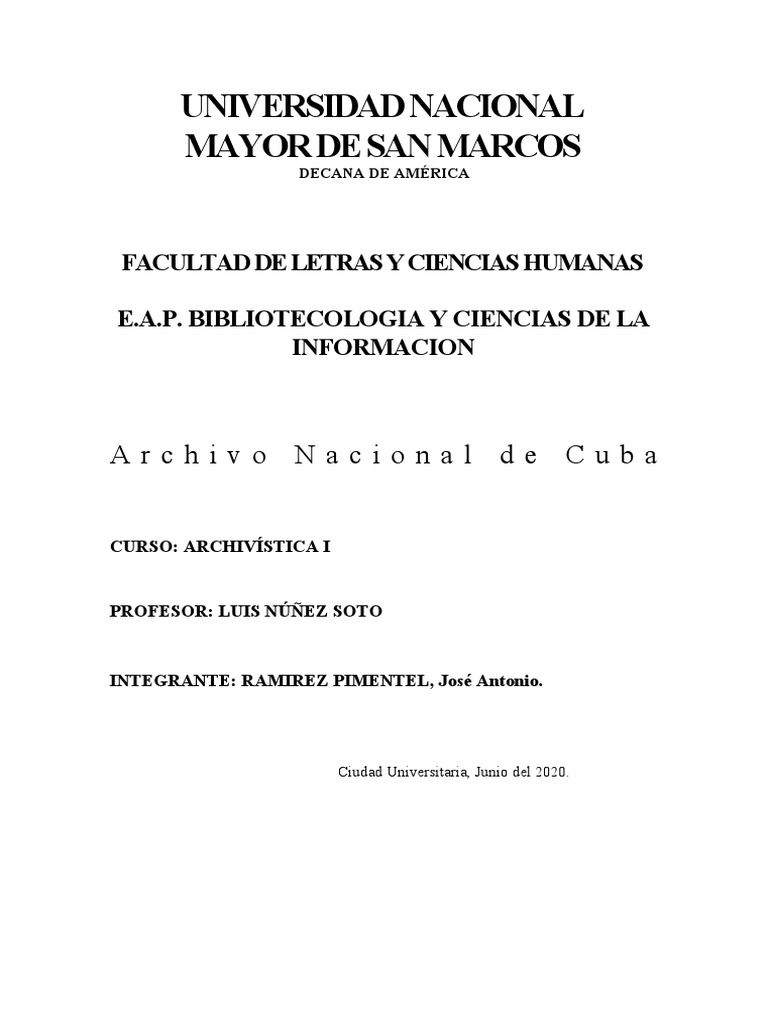 Archivo Nacional de Cuba | PDF | Cuba | Institución