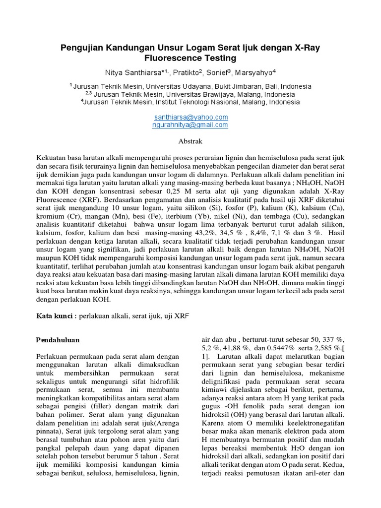 Uji XRF Kandungan Logam Serat Ijuk | PDF